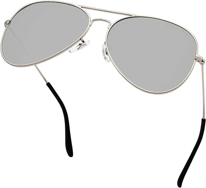 Silver Mirrored Aviator Sunglasses